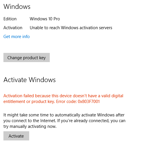 Unable to Reach Windows Activation Servers