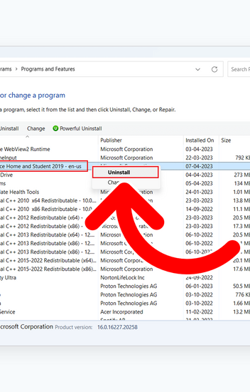 How to Uninstall Office through Windows Control Panel